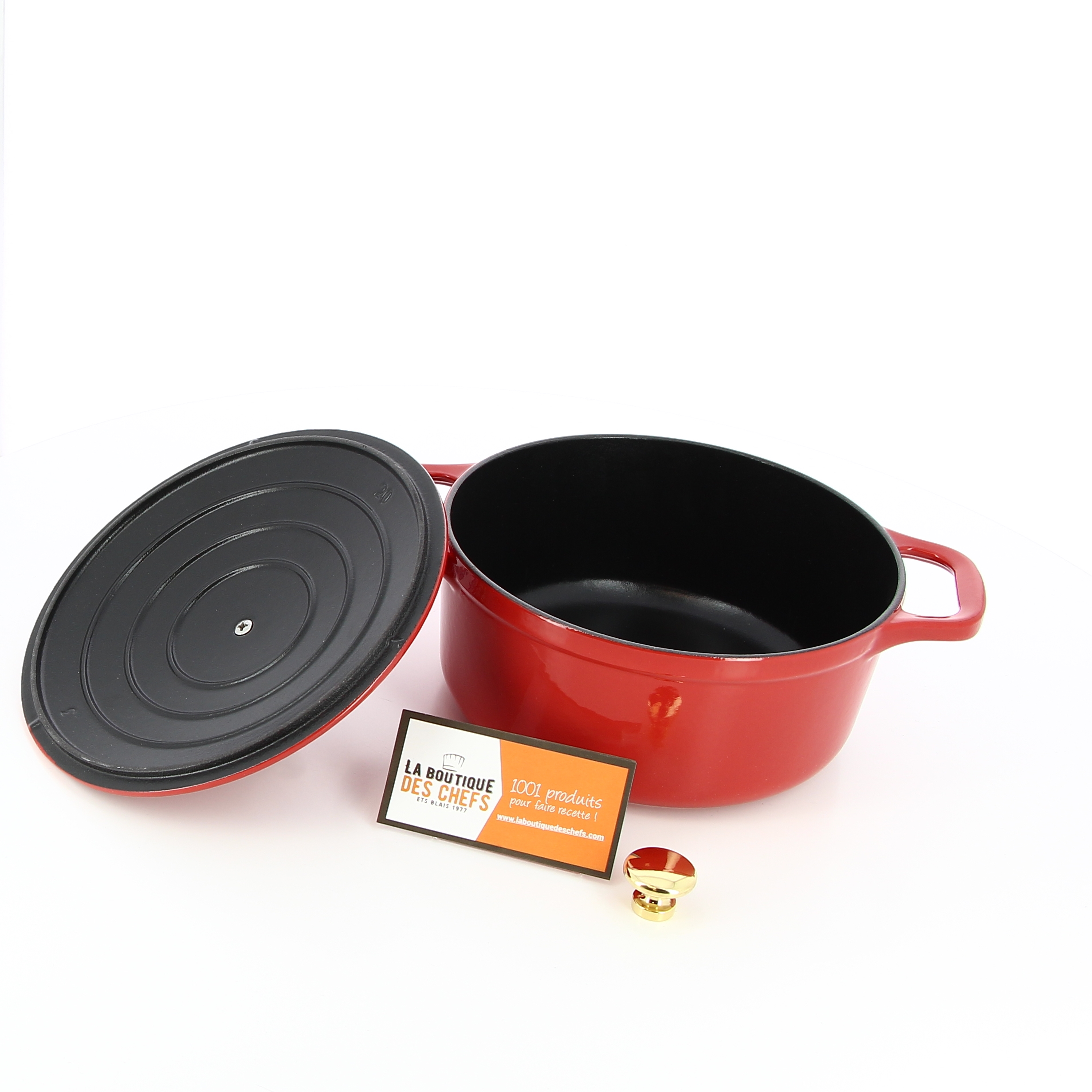 Cocotte en fonte émaillée ronde rouge 18 cm | La Boutique d...