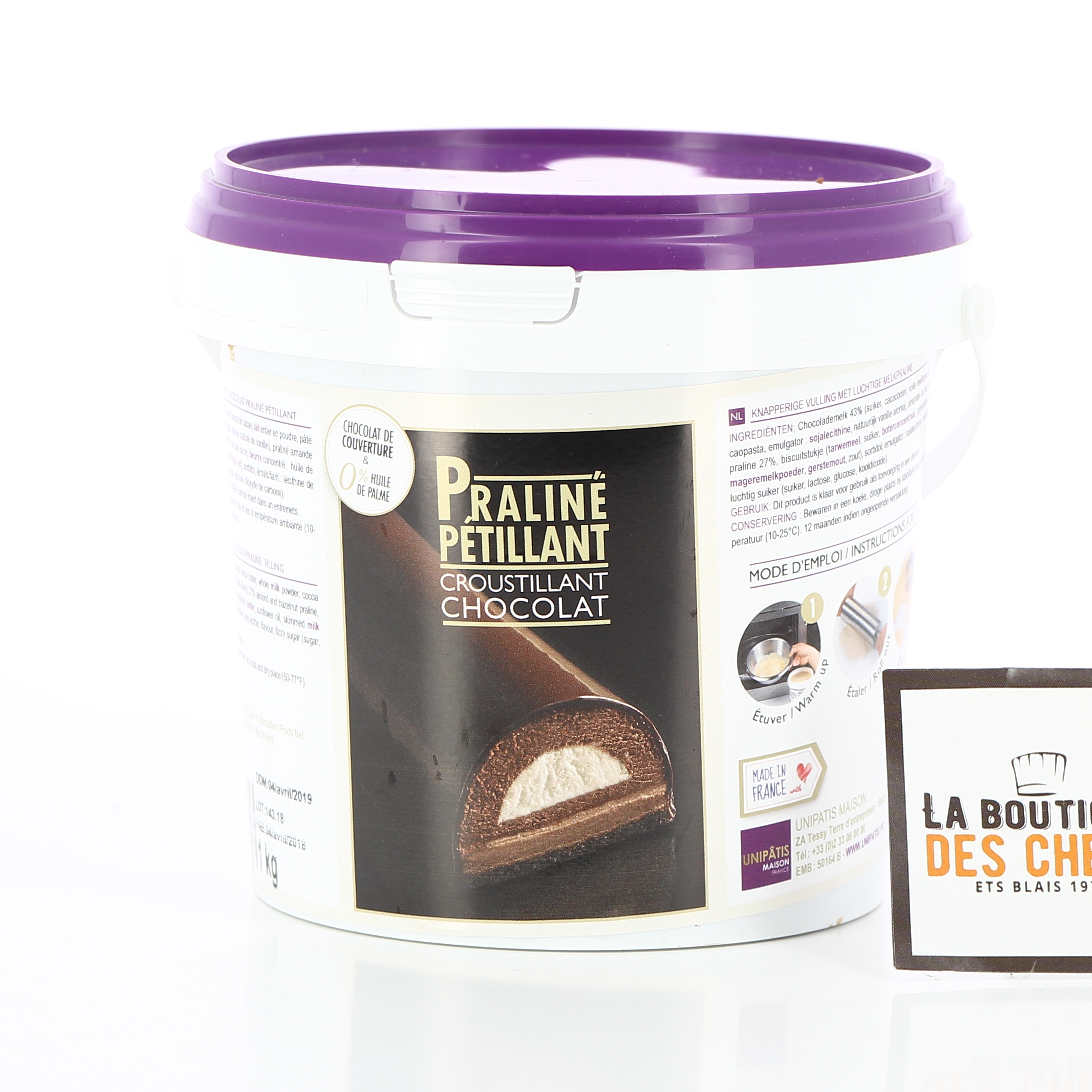 Croustillant chocolat au praliné pétillant en 1 kg ou 4 kg...