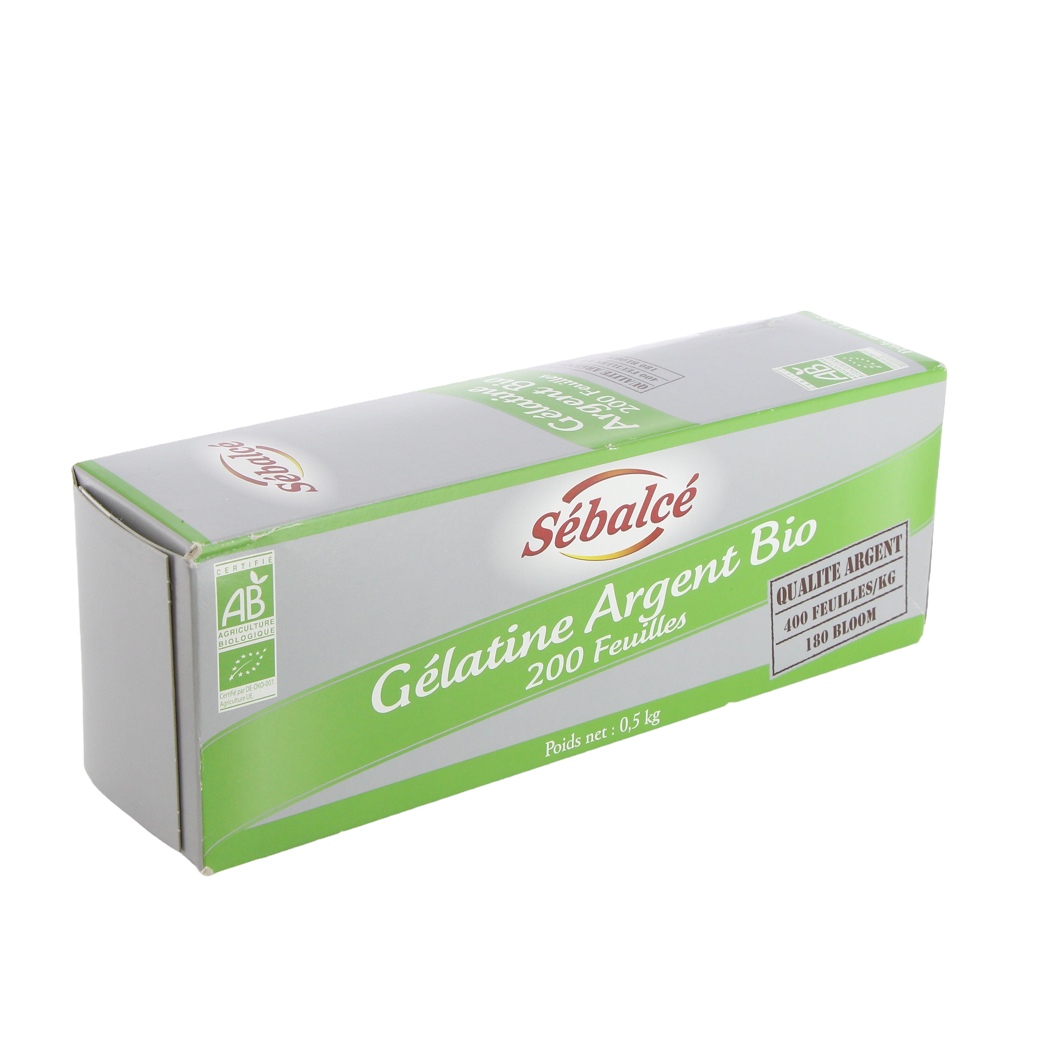 Gélatine porcine argent bio 180 Bloom 200 feuilles | La Bou...